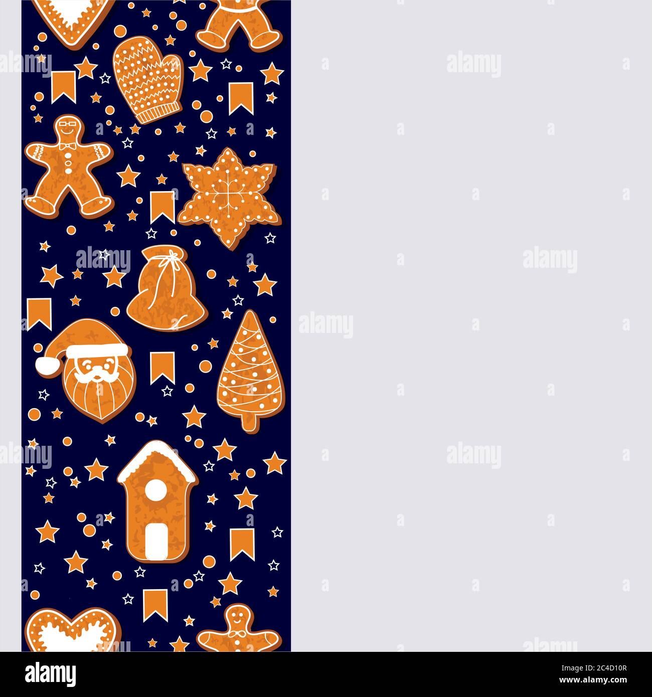 Christmas gingerbread cookies making a rectangular frame. Vector illustration.Happy winter ...