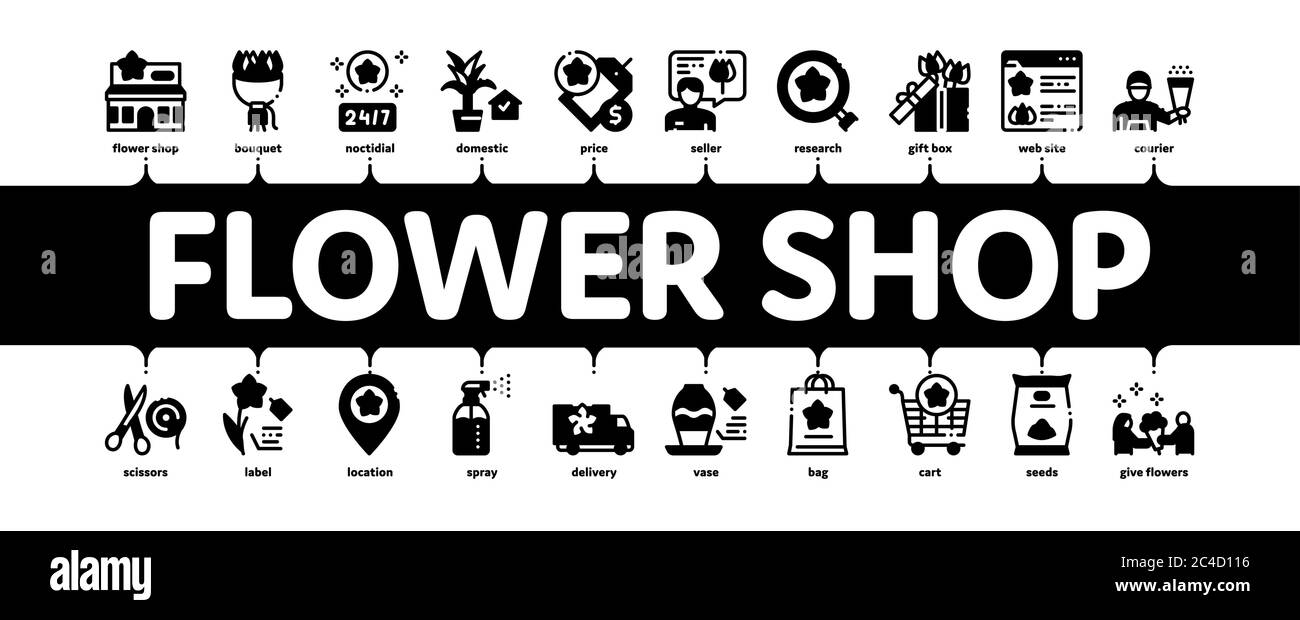 Flower Shop Boutique Minimal Infographic Banner Vector Stock Vector ...