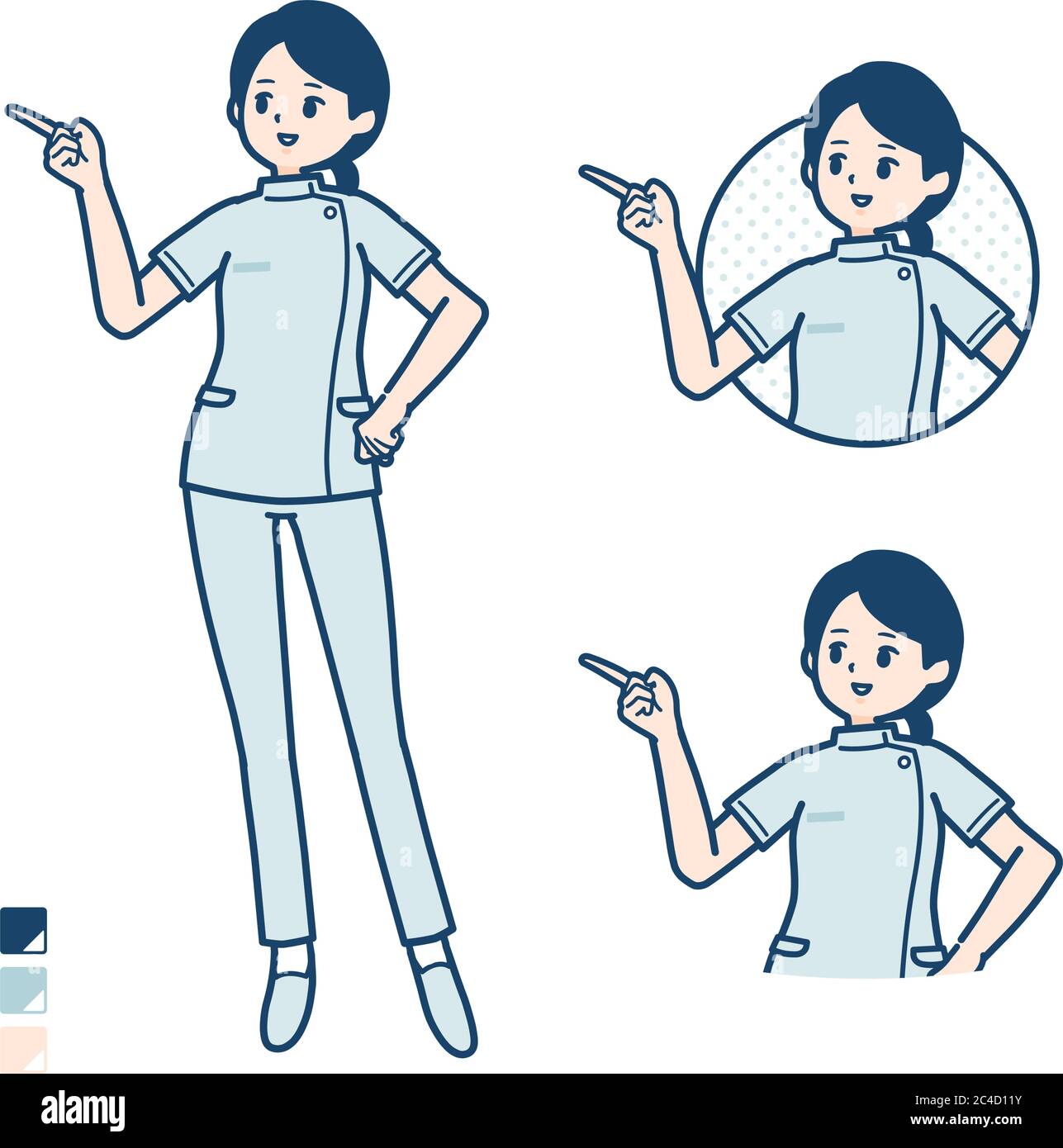 A young nurse woman with Explanation Pointing image. It's vector art so ...