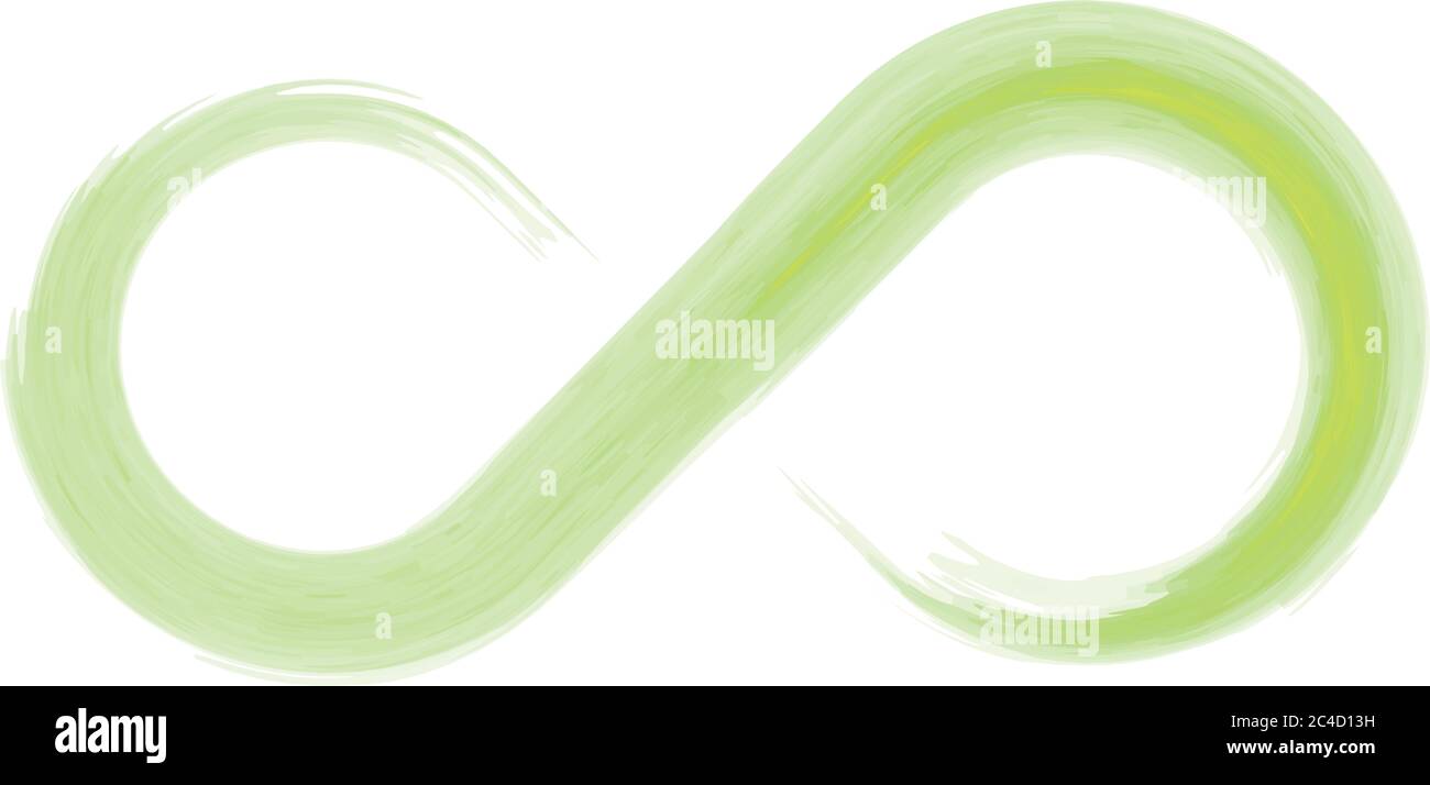 Green infinity symbol icon. Hand drawn watercolor vectori illustration ...