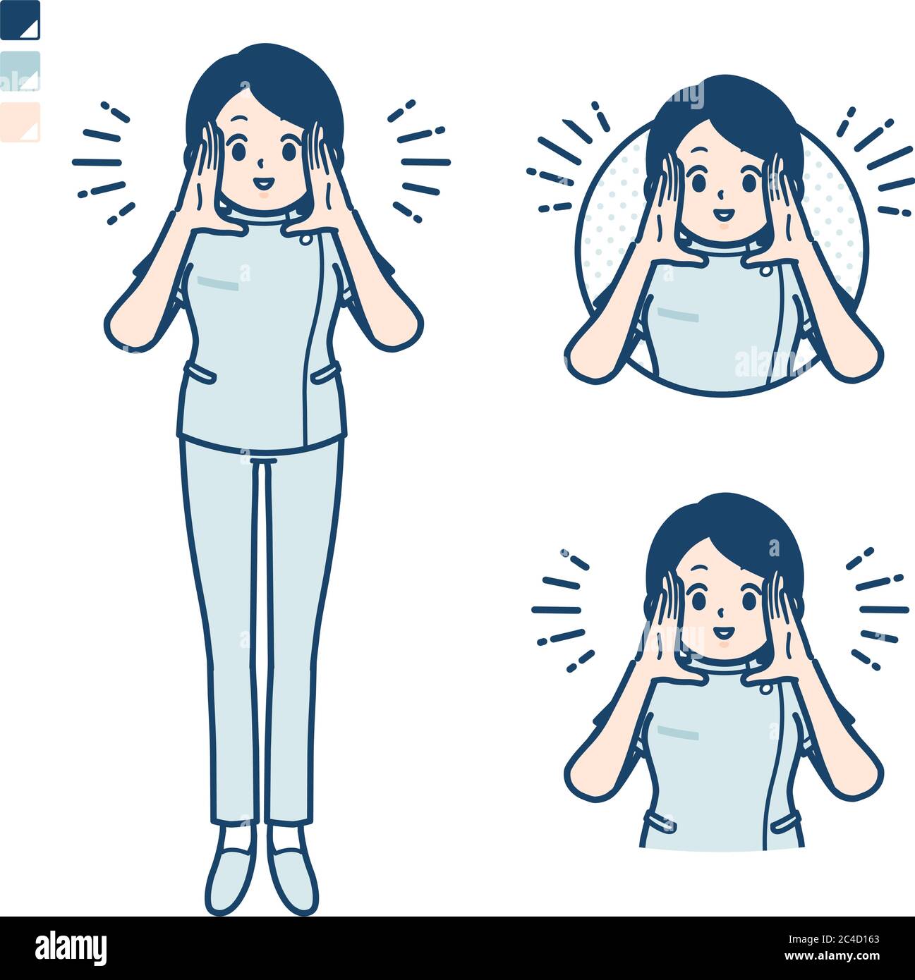 A young nurse woman with Calling out loud images. It's vector art so it ...