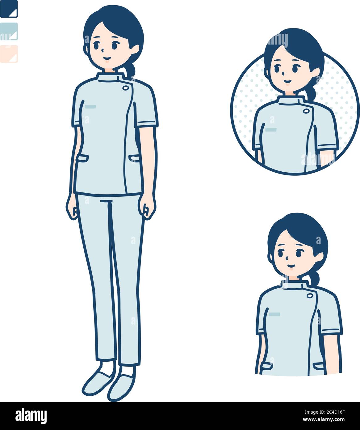 A young nurse woman with Looking sideways images. It's vector art so it ...