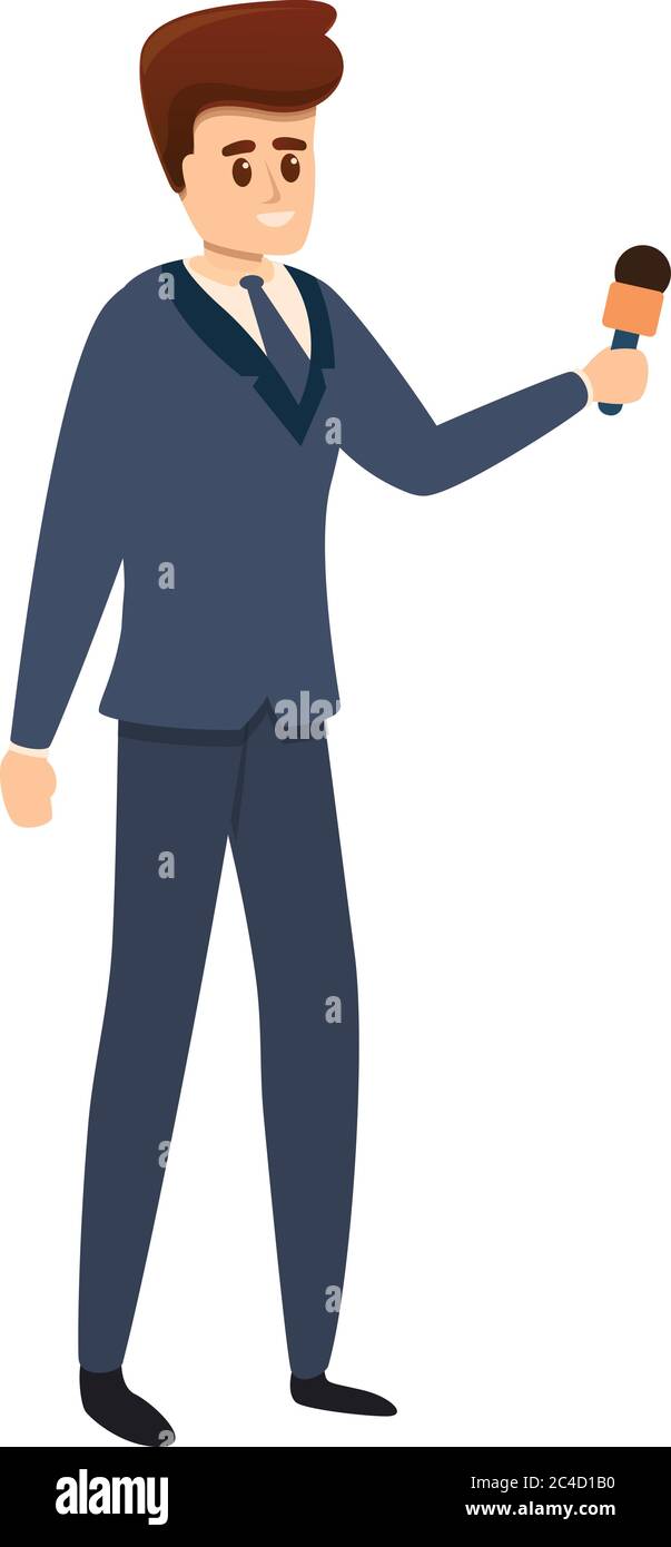 Mic tv presenter icon. Cartoon of mic tv presenter vector icon for web ...