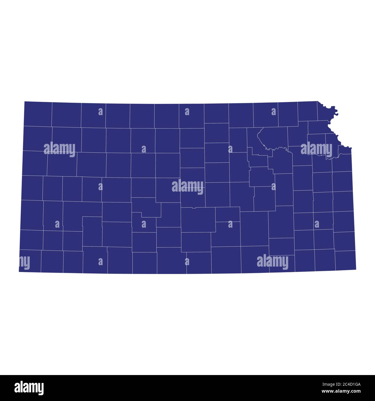 High Quality map of Kansas is a state of United States of America with ...