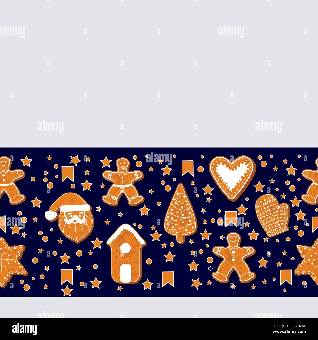 Christmas gingerbread cookies making a rectangular frame. Vector ...