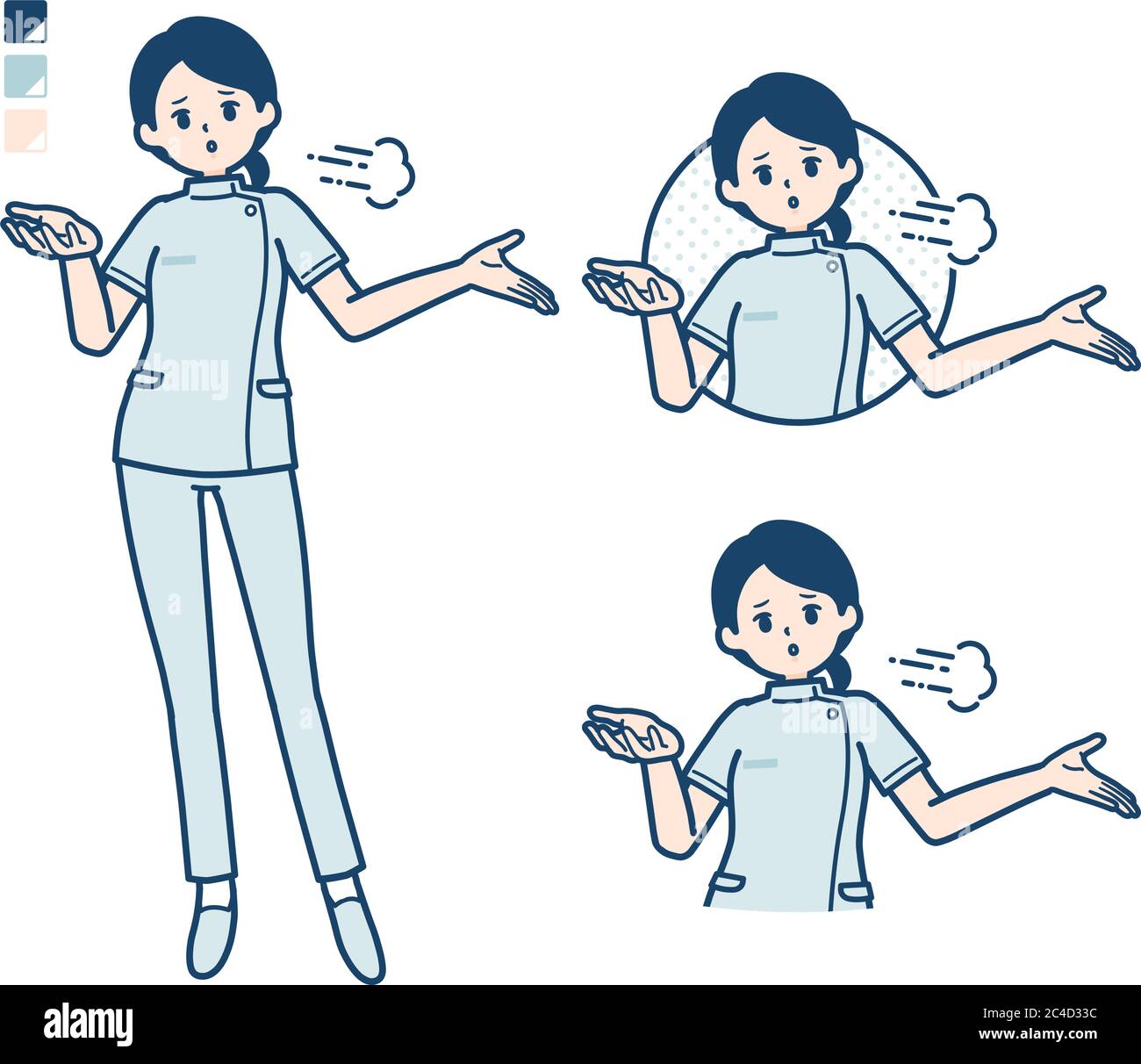 A young nurse woman with Discouraged images. It's vector art so it's ...