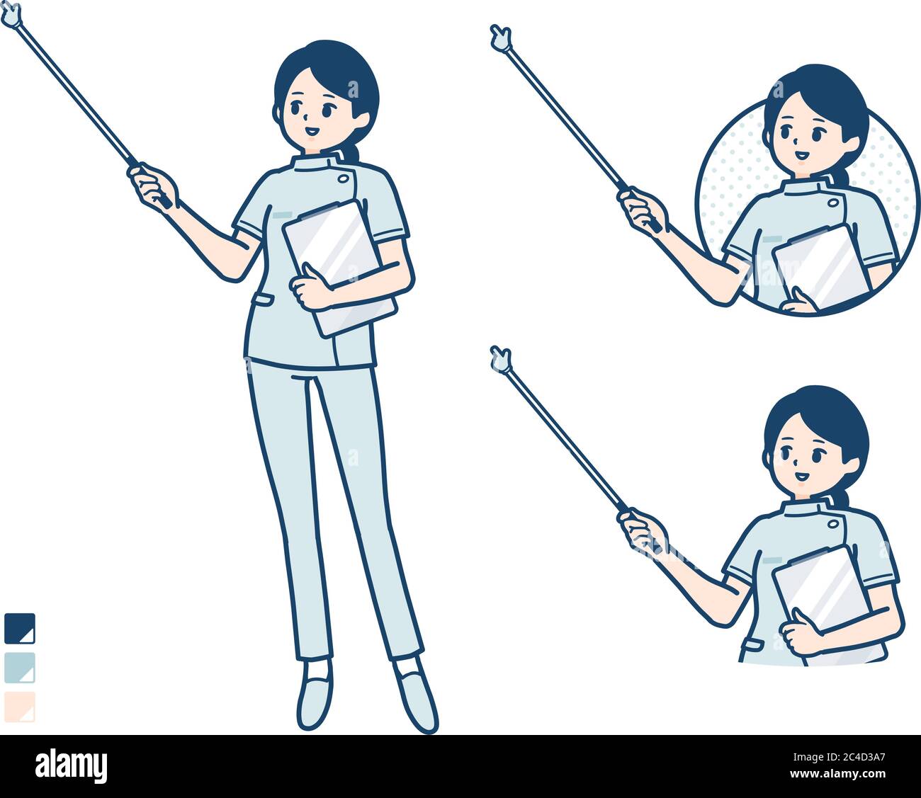 A young nurse woman with Explanation with a pointing stick image. It's ...