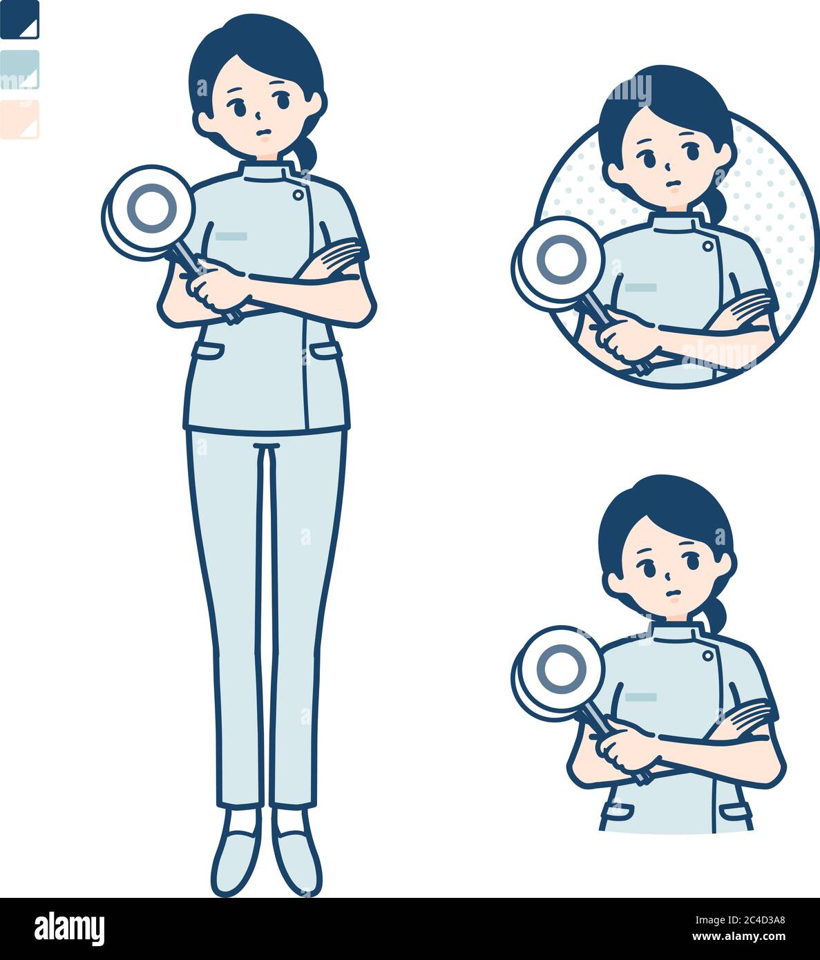 A young nurse woman with Think about the answer image. It's vector art ...