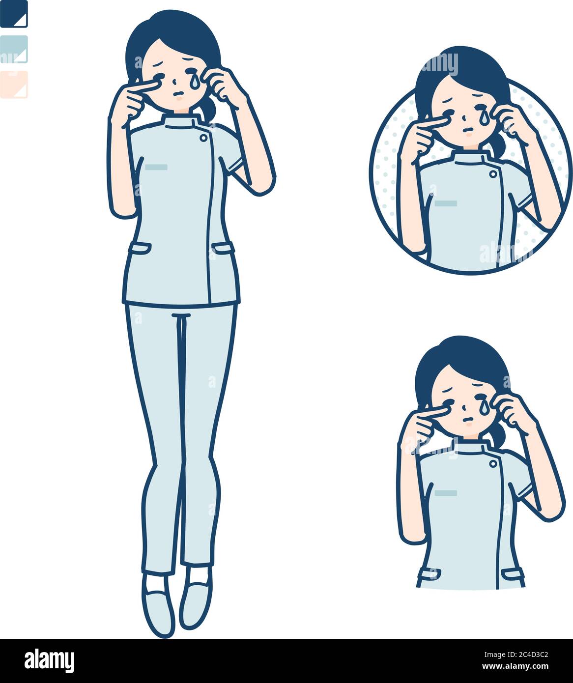 A young nurse woman with cry images. It's vector art so it's easy to ...