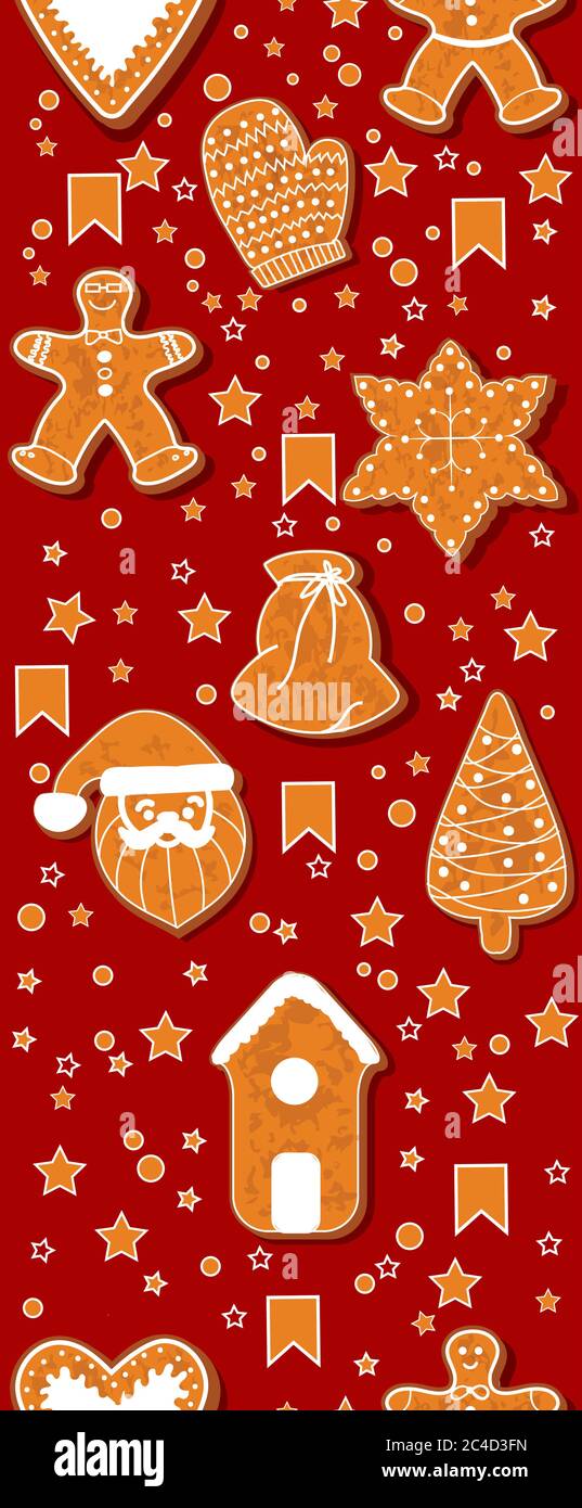 Christmas gingerbread cookies making a rectangular frame. Vector ...