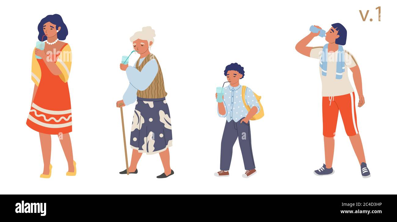 People drinking water, vector flat isolated illustration Stock Vector Image & Art - Alamy