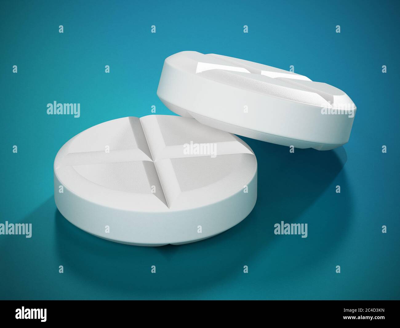 Two pills standing on green background. 3D illustration Stock Photo - Alamy