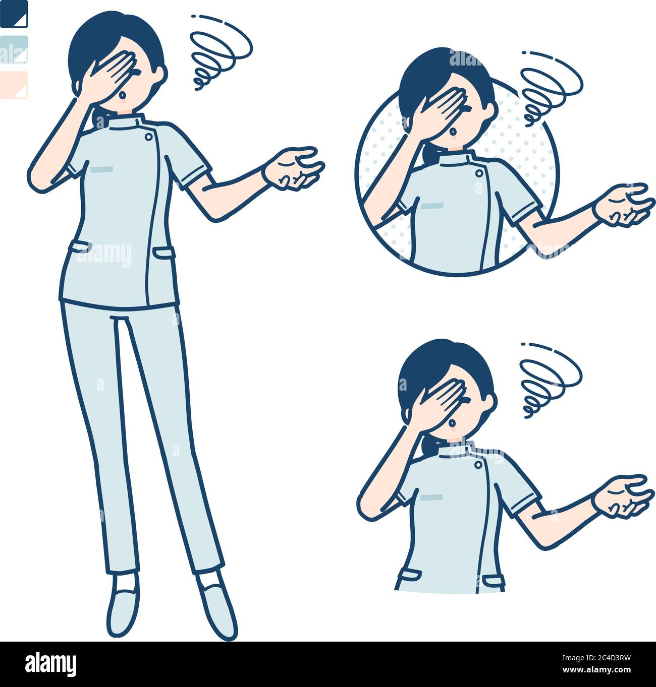 A young nurse woman with Discouraged head images. It's vector art so it ...