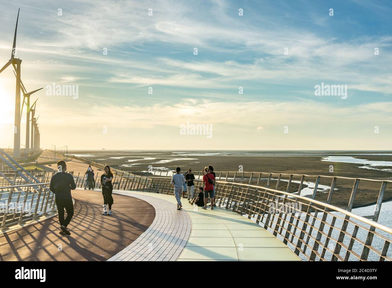 Gaomei Wetlands Scenic Bridge in sunset time. Taichung City, Taiwan ...