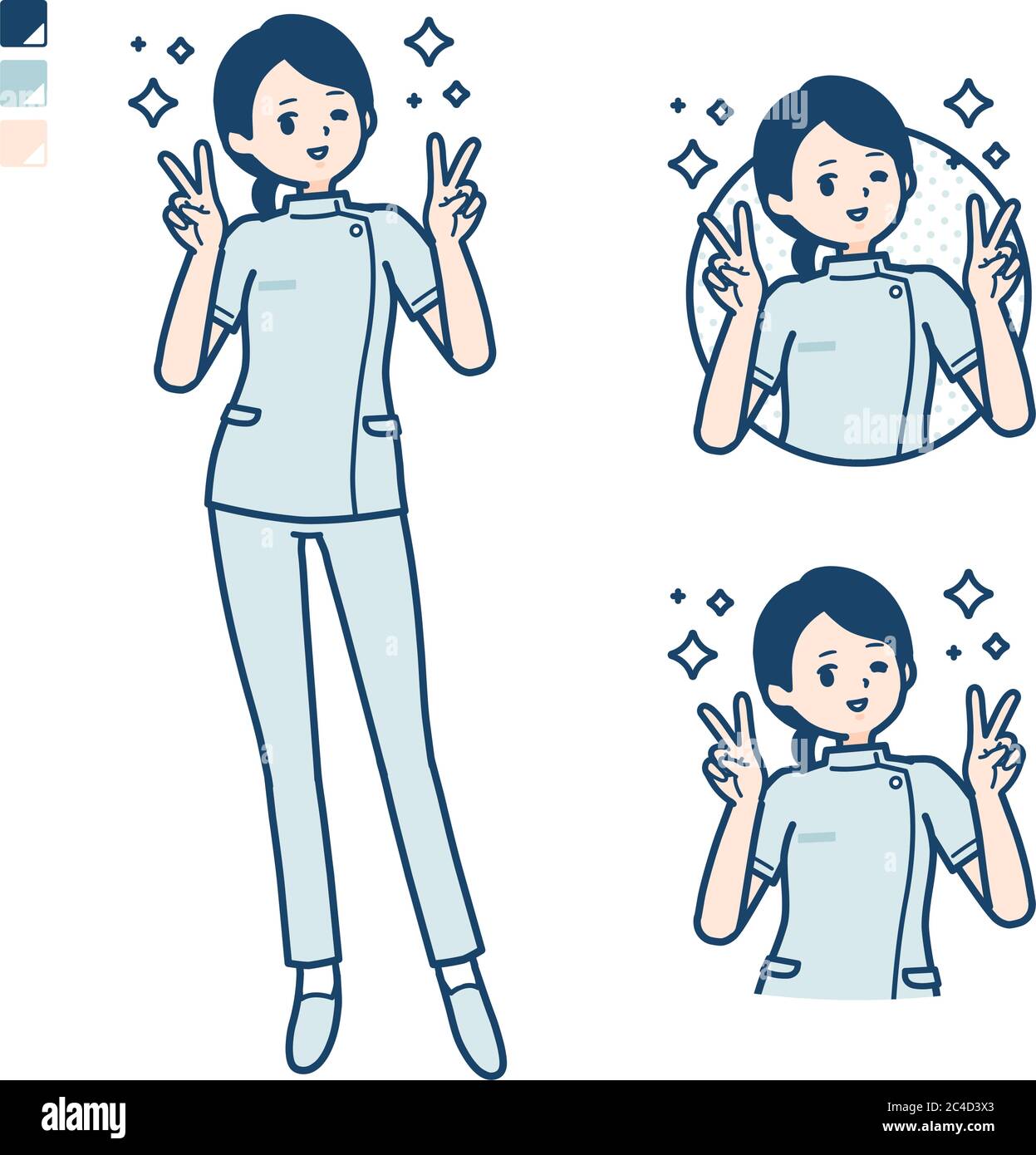 A young nurse woman with Peace sign images. It's vector art so it's ...