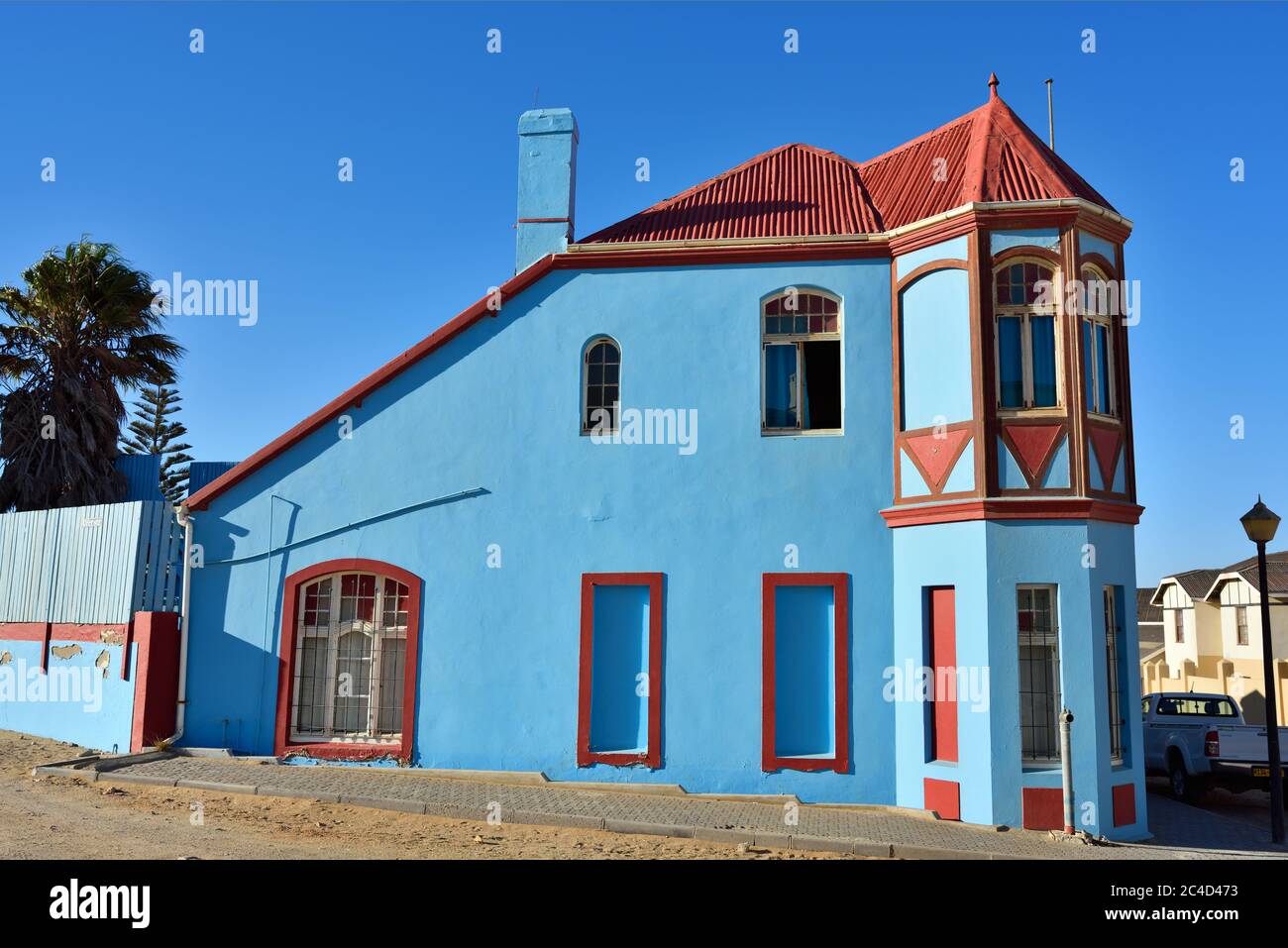LUDERITZ, NAMIBIA - JAN 26, 2016: Typical architecture in Luderitz ...