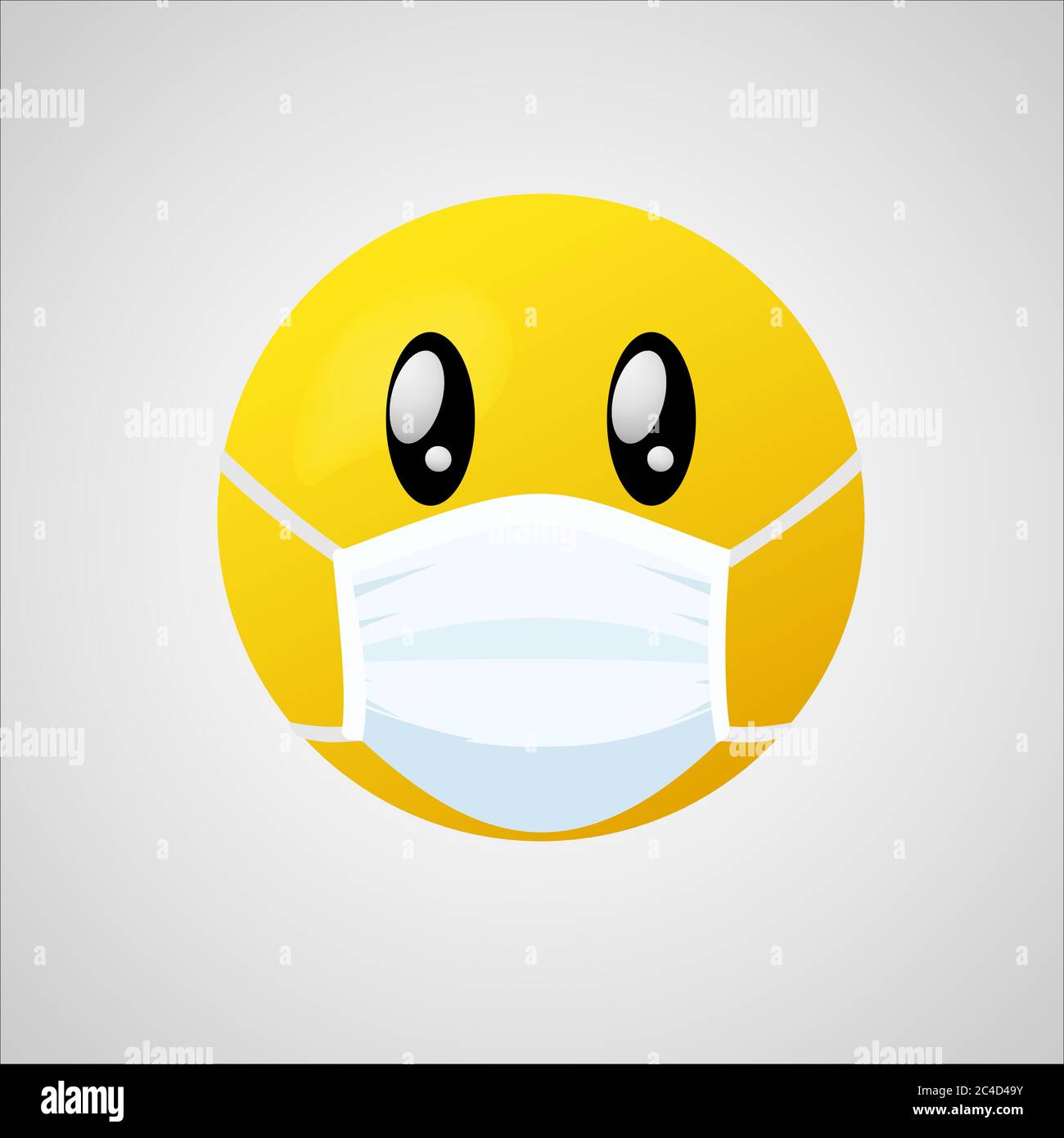 Emoji with mouth mask - yellow face with eyes wearing a white surgical ...