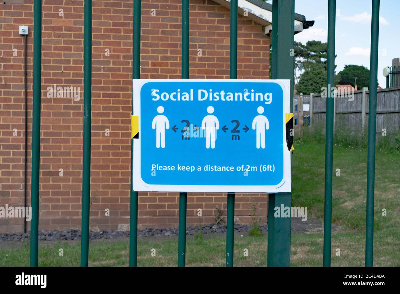 Social Distancing signs outside a school during Covid-19 Pandemic. 25th ...