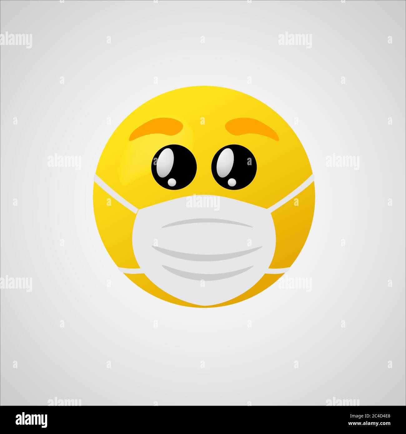 Emoji with mouth mask - yellow face with eyes wearing a white surgical ...