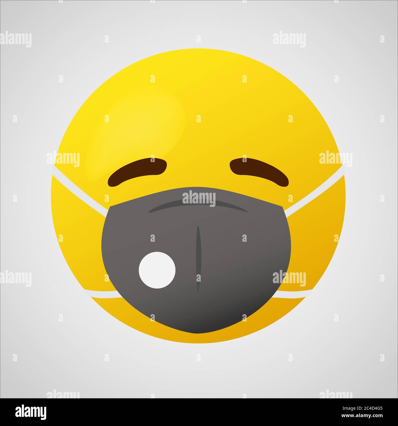 Emoji with mouth mask - yellow face with eyes wearing a white surgical ...