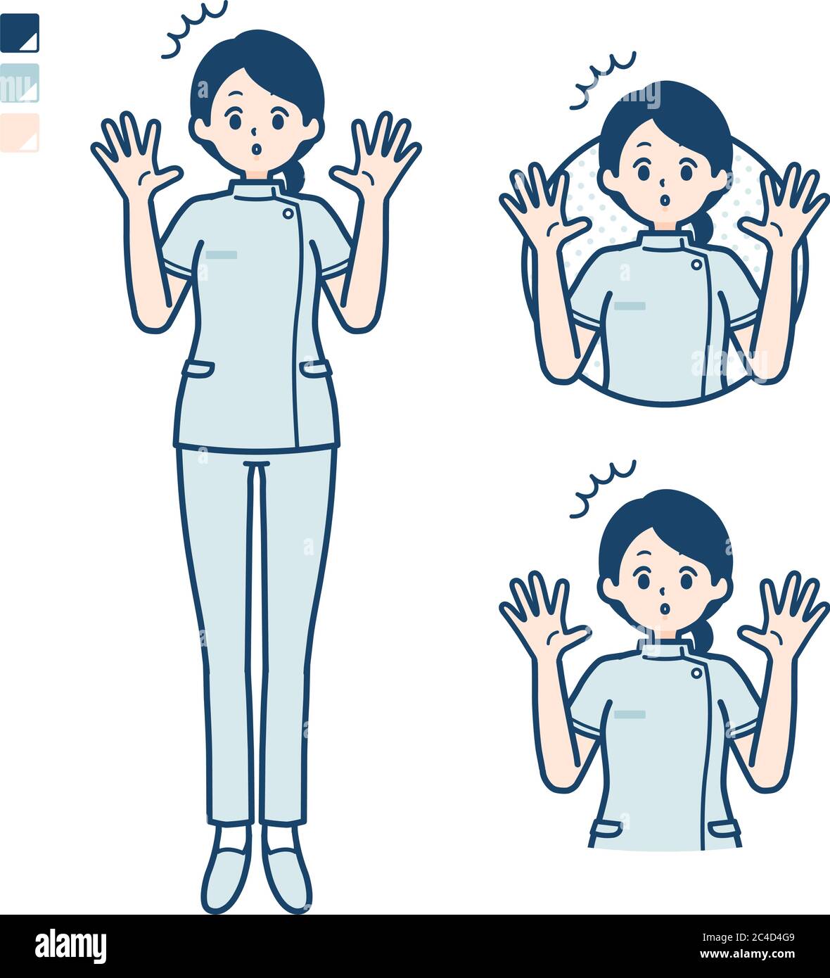 A young nurse woman with surprised images. It's vector art so it's easy ...