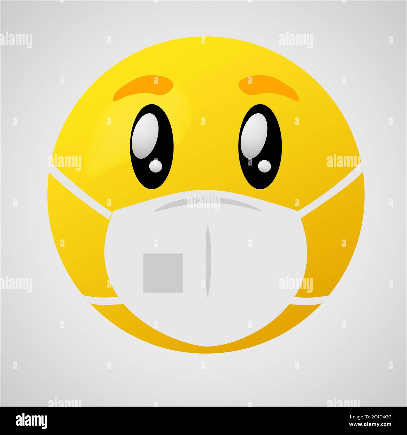 Emoji with mouth mask - yellow face with eyes wearing a white surgical ...