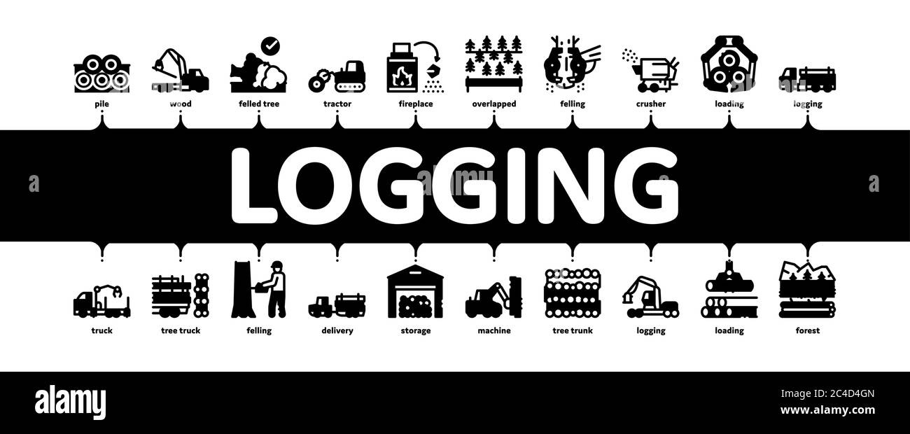 Wood Logging Industry Minimal Infographic Banner Vector Stock Vector ...