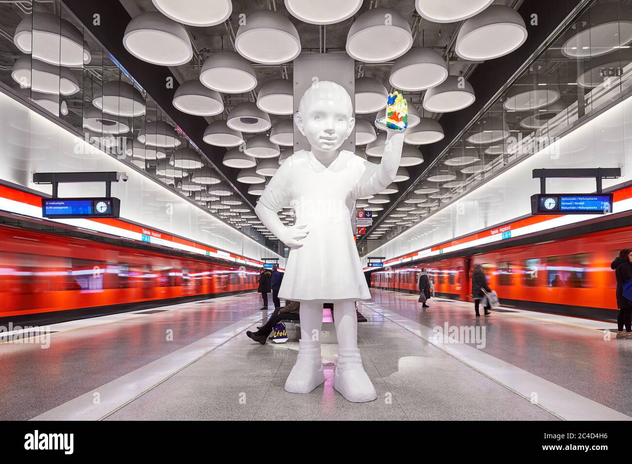 Helsinki, Finland - December 19 2017; Helsinki metro, Tapiola station ...