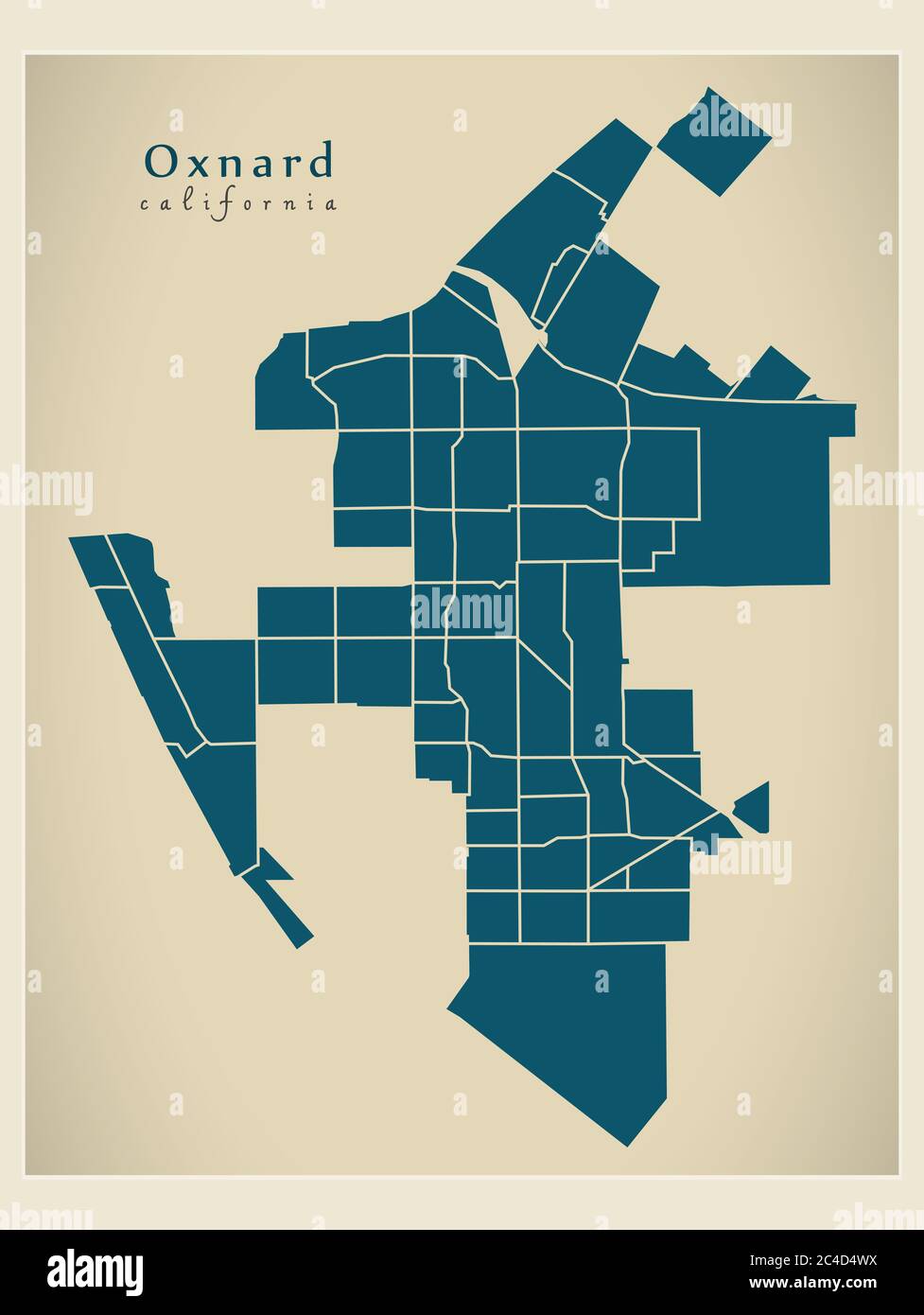 Modern City Map - Oxnard California city of the USA with neighborhoods ...