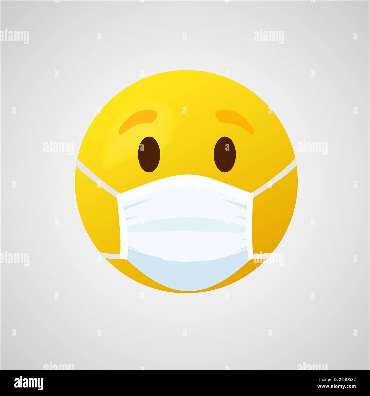 Emoji with mouth mask - yellow face with eyes wearing a white surgical ...