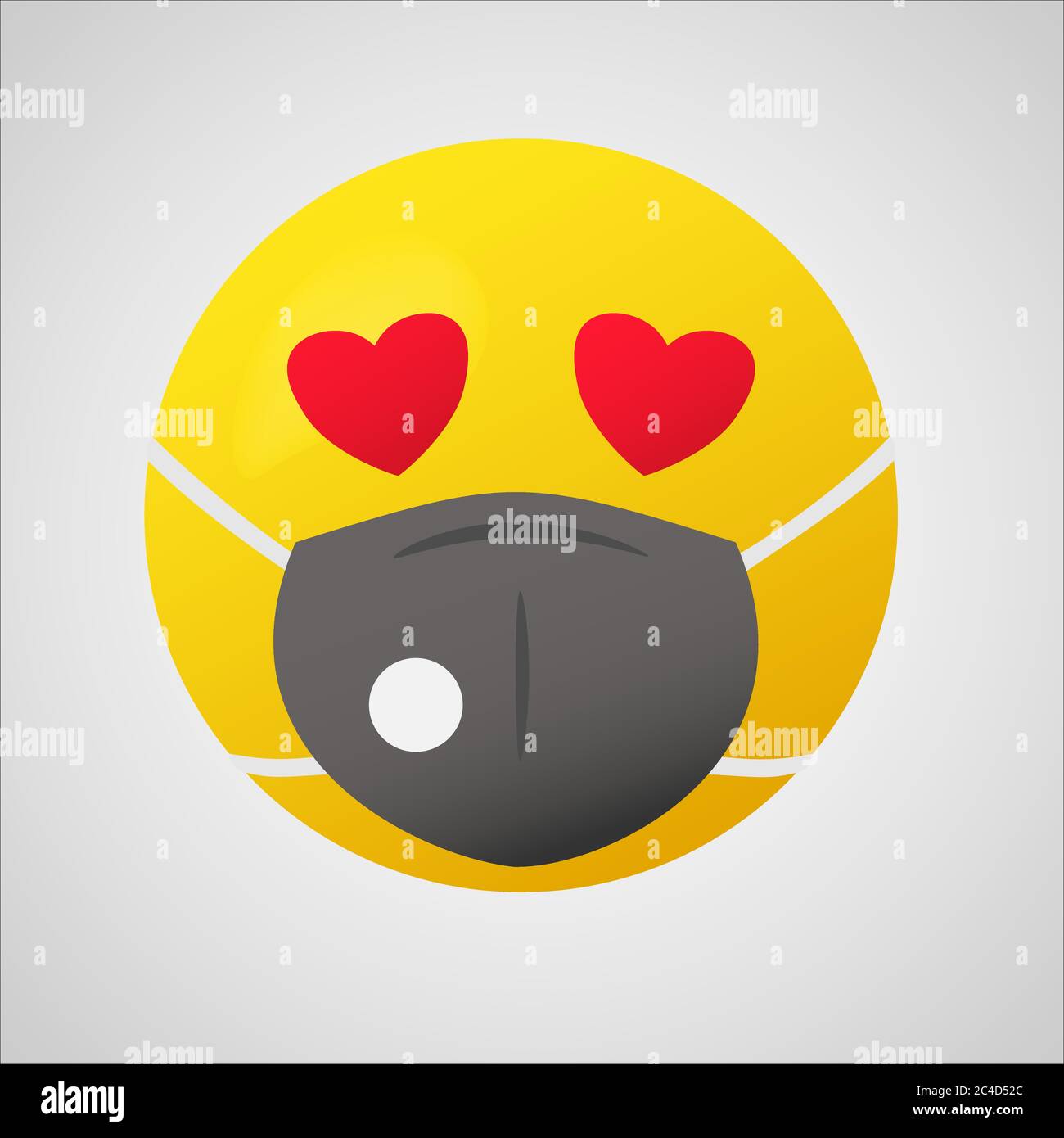Emoji with mouth mask - yellow face with eyes wearing a white surgical ...