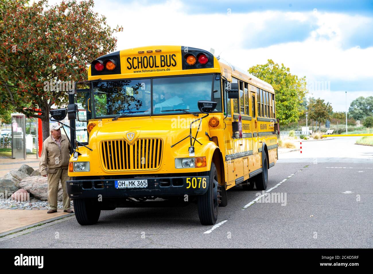 FEHMARN, GERMANY - Sep 05, 2019: A yellow American school bus from ...