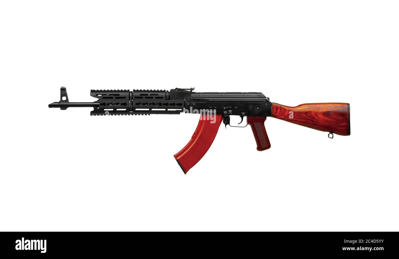 Classic Soviet AK machine gun on a white background. Weapons of Russia ...