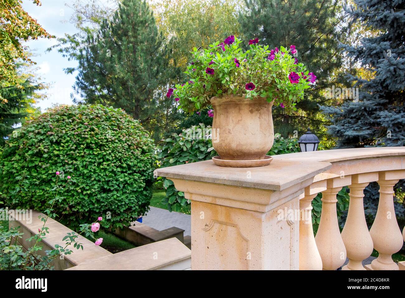 Floral decoration on the balcony railing hi-res stock photography and ...