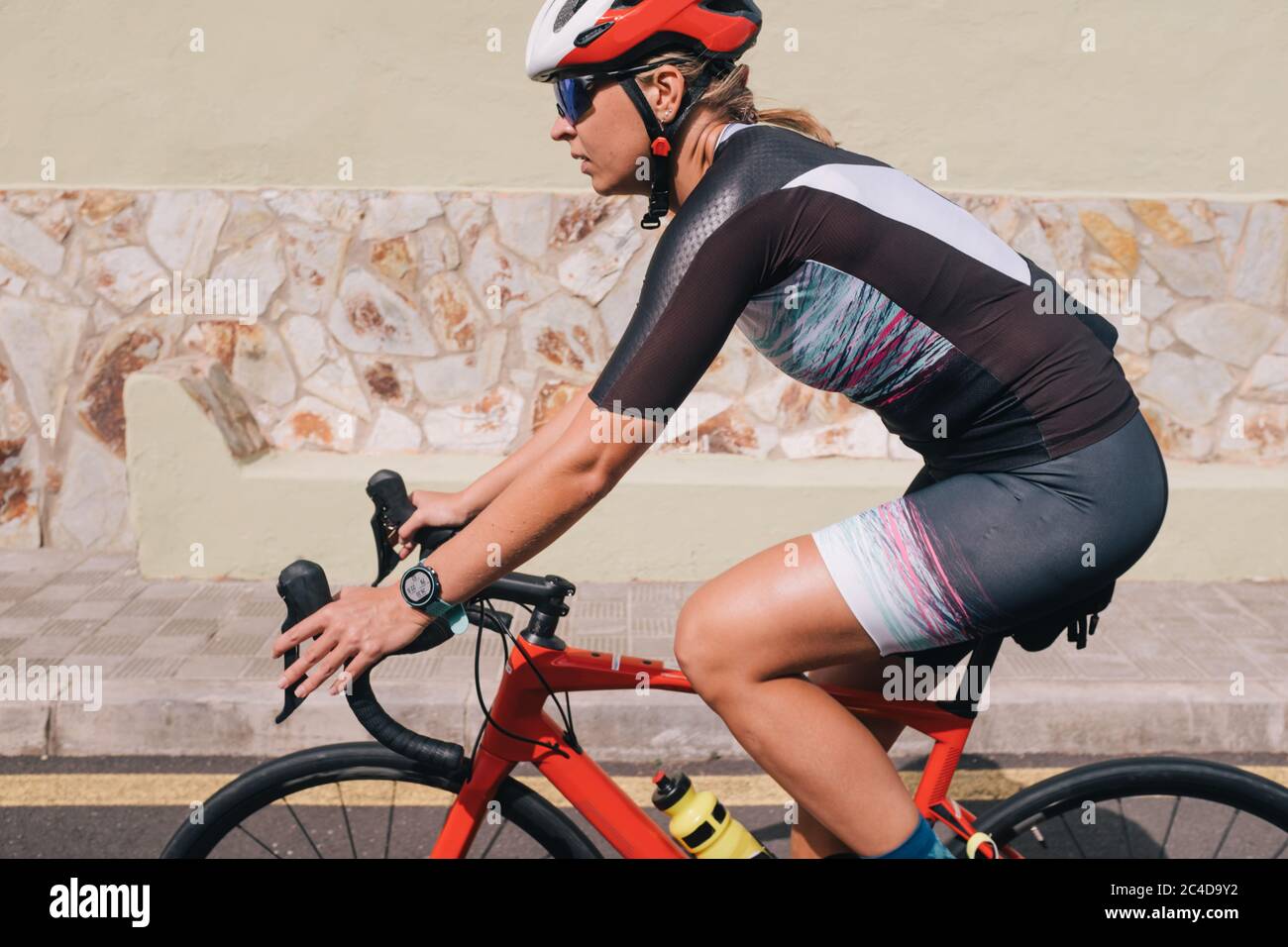 Woman female pedals bicycle hi-res stock photography and images - Alamy