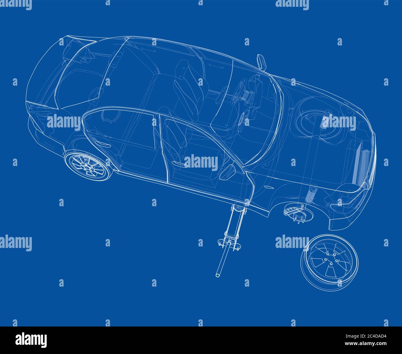 Concept car with Floor Car Jack. Vector Stock Vector Image & Art - Alamy
