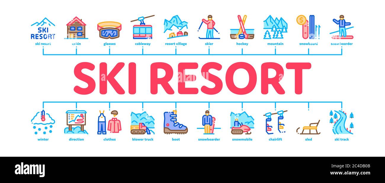 Ski Resort Vacation Minimal Infographic Banner Vector Stock Vector ...