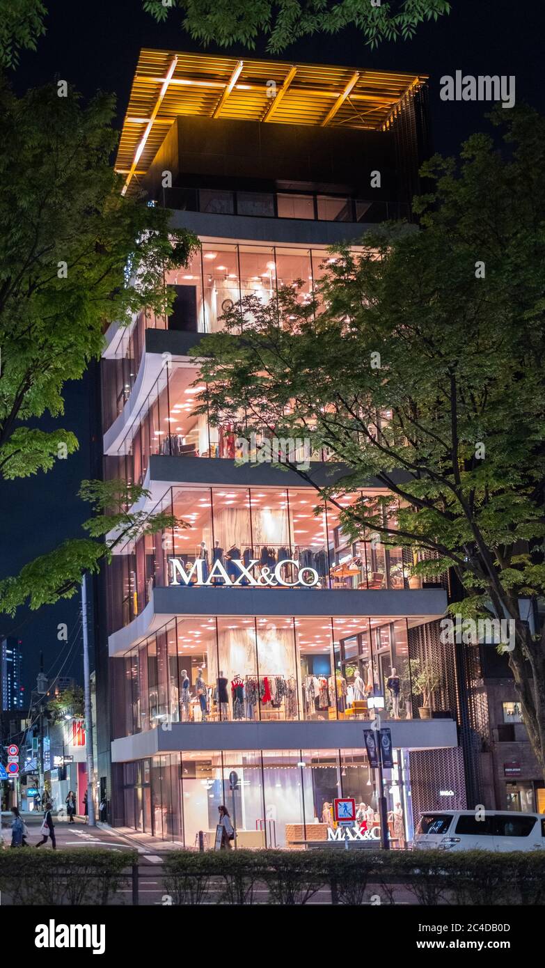 Max & Co store front in Omotesando Street, Tokyo, Japan at night Stock ...