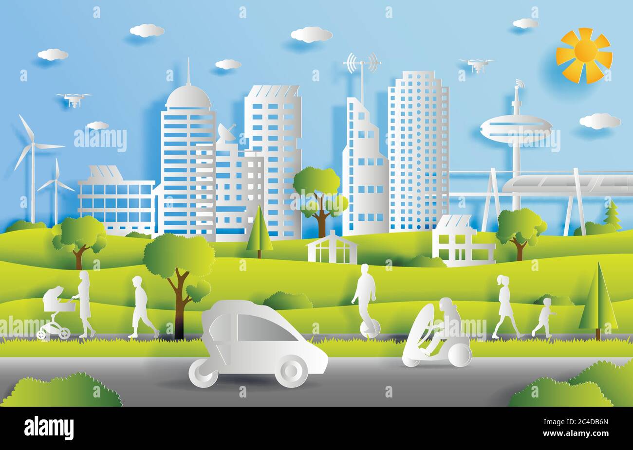 Concept of smart city with technologies of future and urban innovations ...