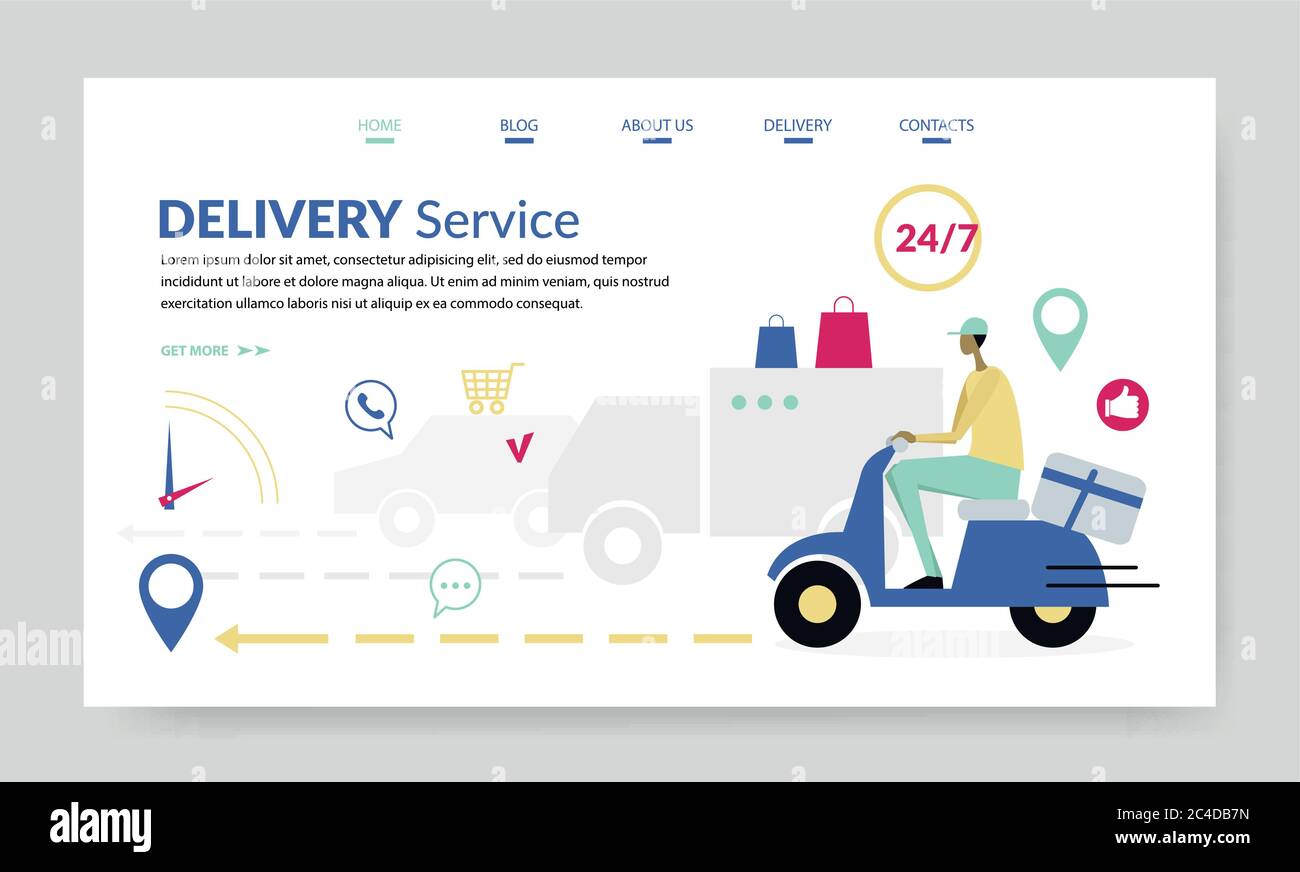 Delivery Service, creative website template, flat design vector ...