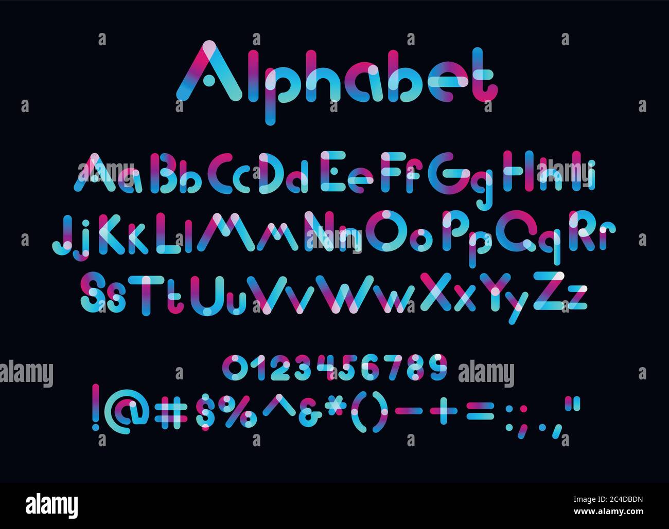 Color alphabet font. Color uppercase, lowercase letters and numbers on ...