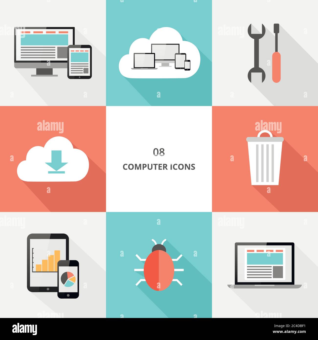 Set 08 - flat design computer icons, vector illustration Stock Vector ...