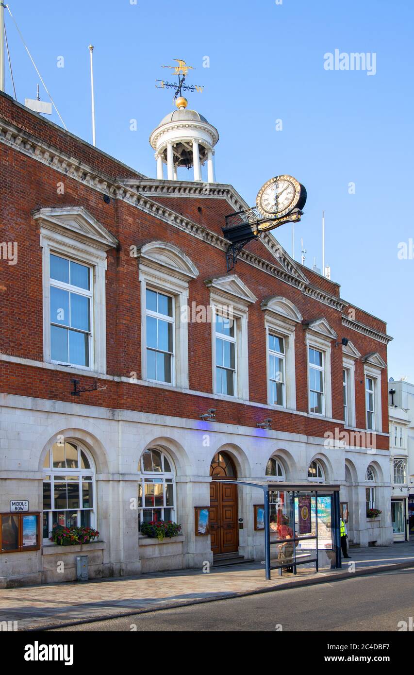 the clock and fine town hall in maidstone high street kent Stock Photo ...