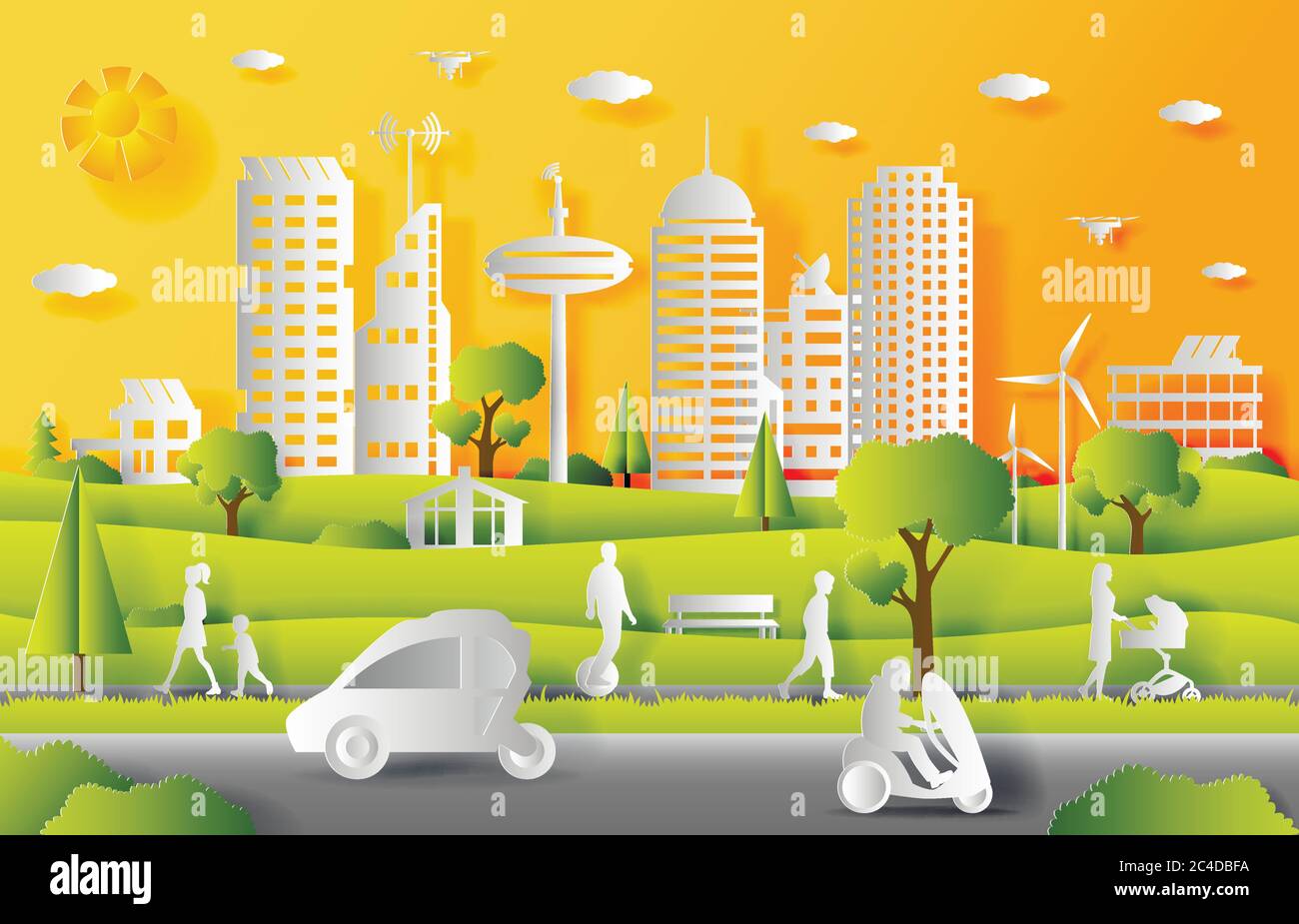 Concept of smart city with technologies of future and urban innovations ...