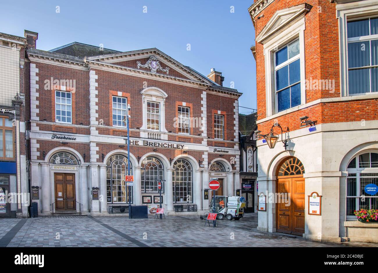 the clock and fine town hall in maidstone high street kent Stock Photo ...
