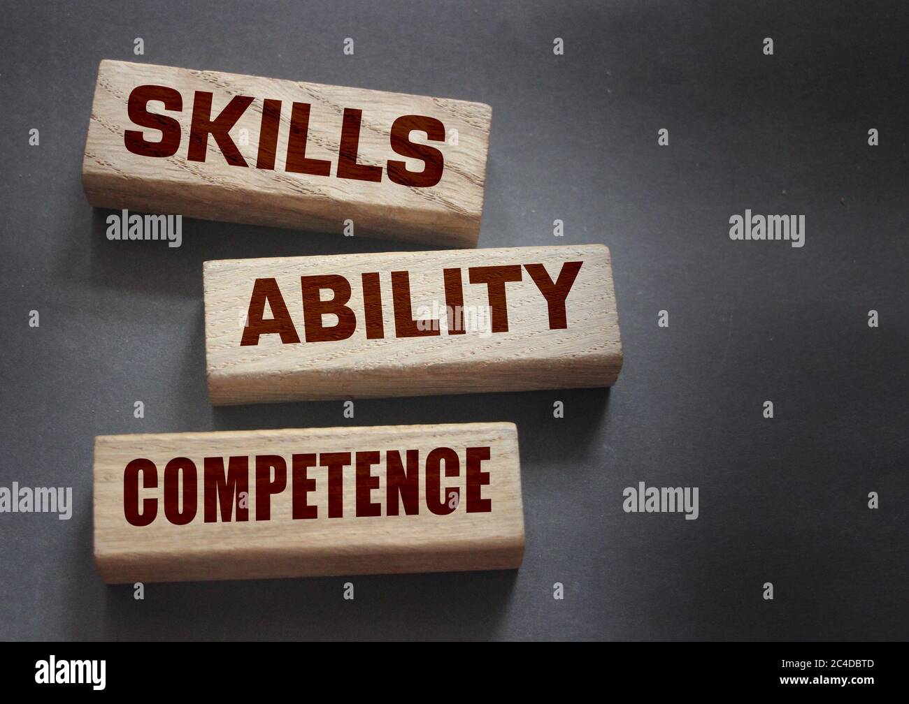 Skills ability competence words in wooden blocks concept. Career and ...