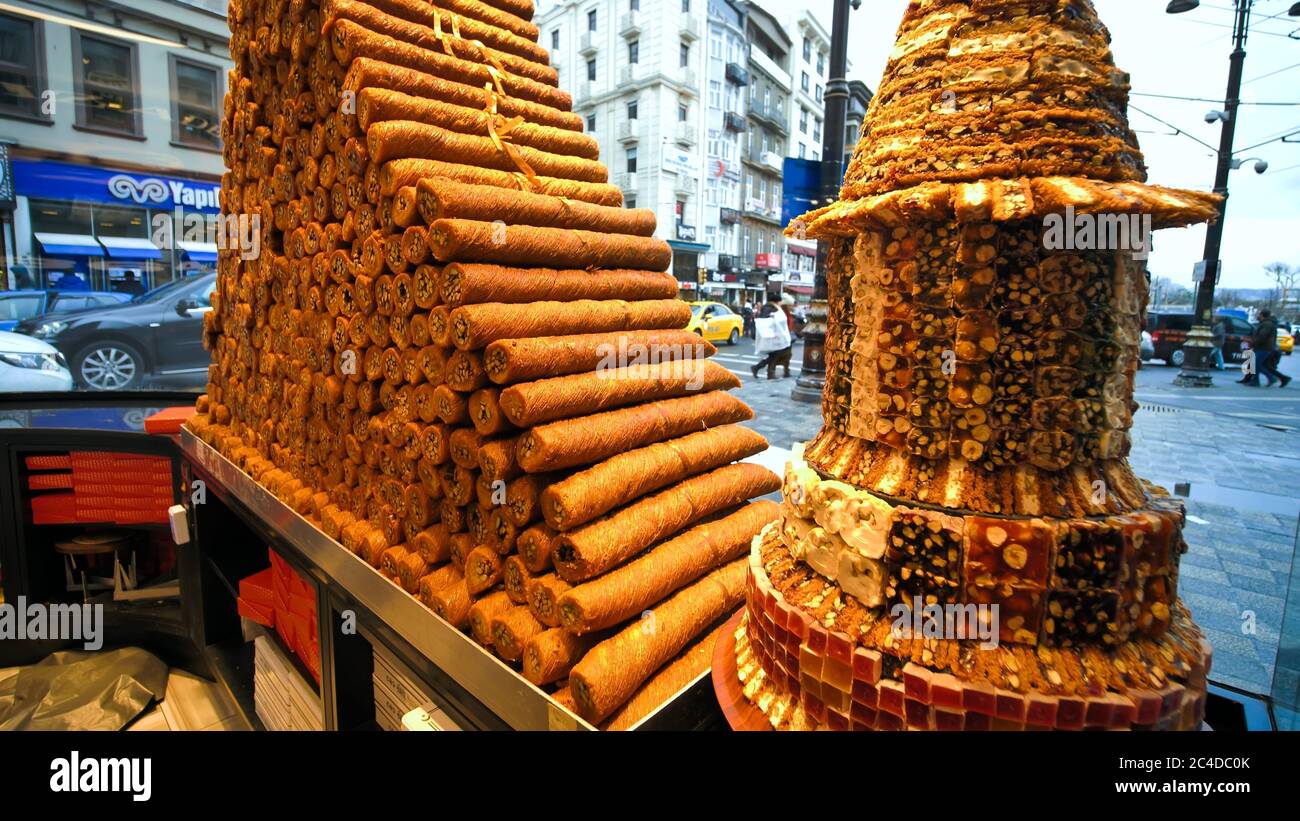 Istanbul, Turkey - January 8, 2020: Sweets in the famous Istanbul ...