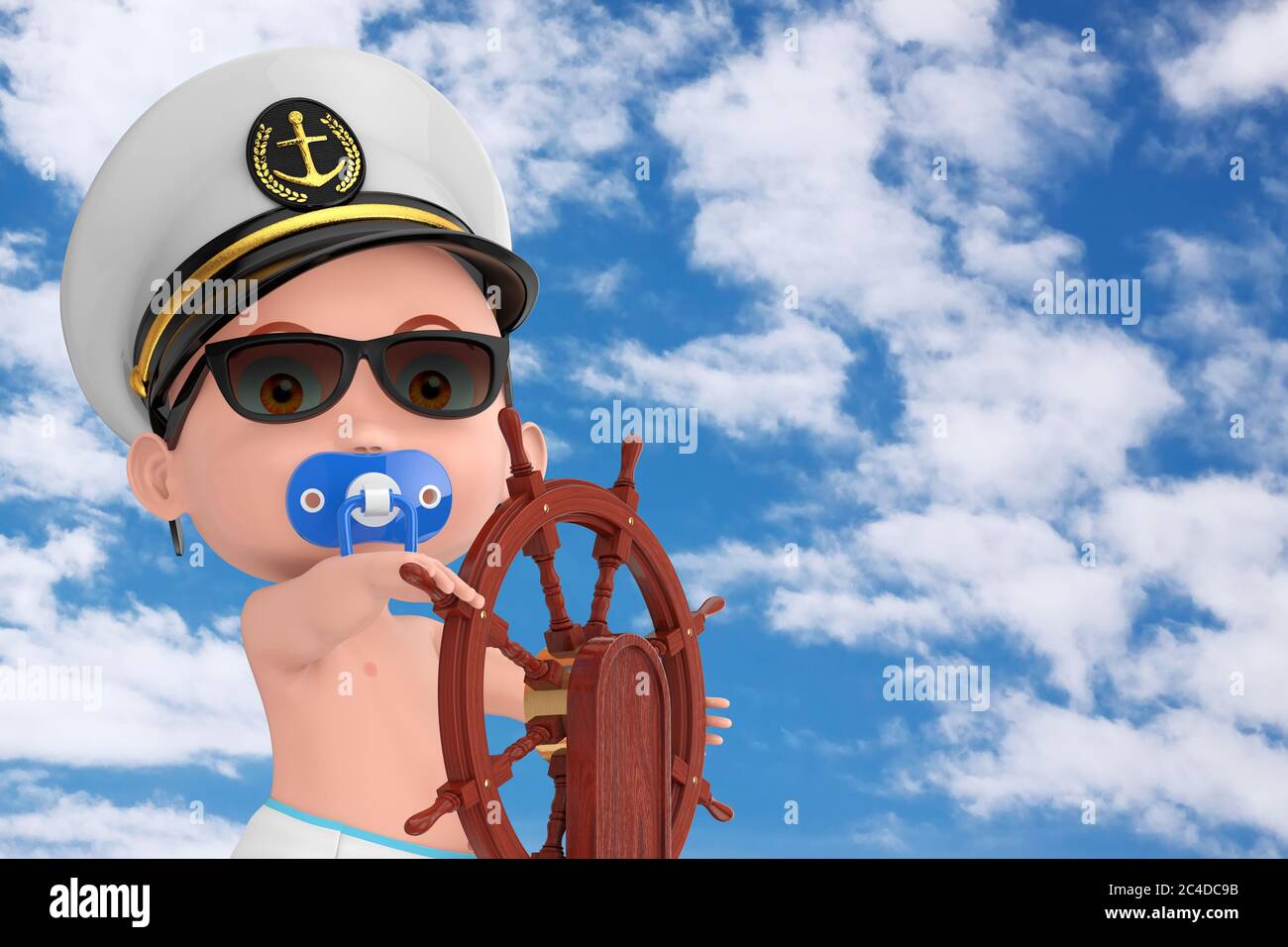 Little Sailor or Captain Concept. Cartoon Cute Baby Boy in Naval ...