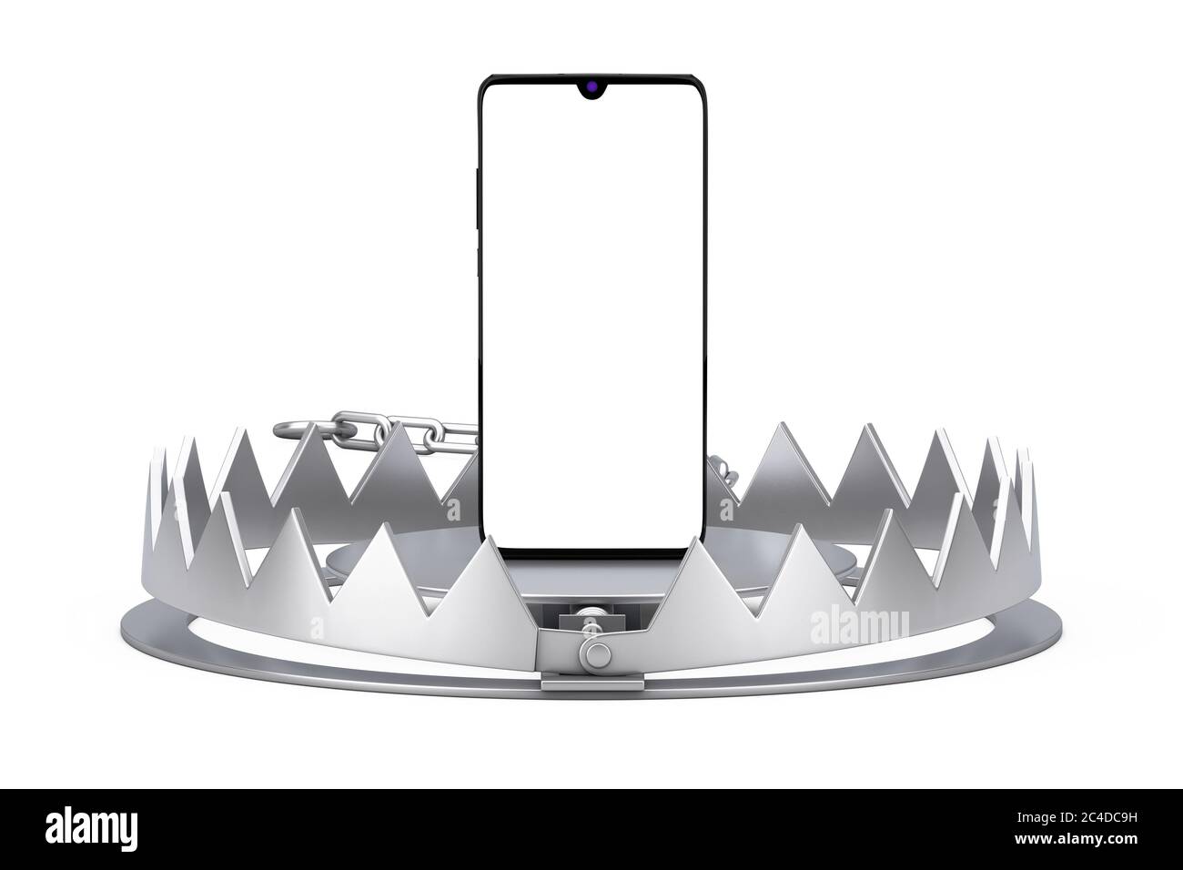 Metal Bear Trap with Modern Mobile Phone with Blank Screen for Your ...