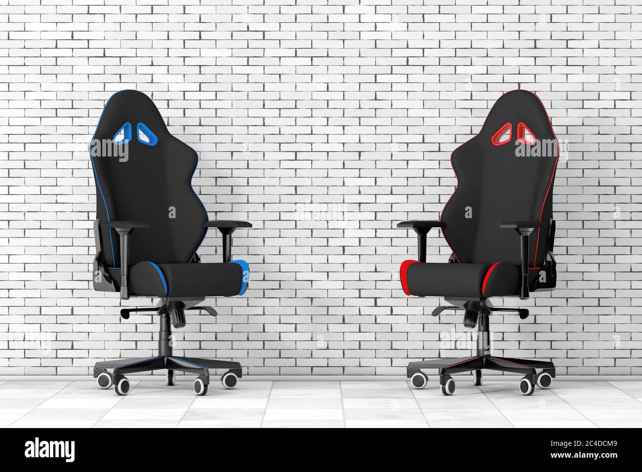 Professional Modern Black Computer Gaming Armchairs in front of brick ...